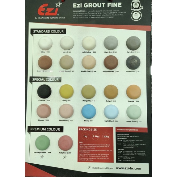 Ezi 1KG Tile Reform Joint Grout Powder In Fine ,Water Resistant ...
