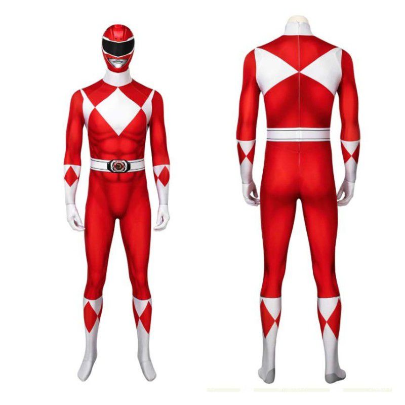 Power Rangers Costume Kids Adult Cosplay Fancy Dress Party Jumpsuit ...