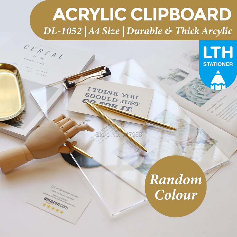 LTH DingLi DL1052 Acrylic Hard Plastic Clipboard A4 Colour Transparent ...