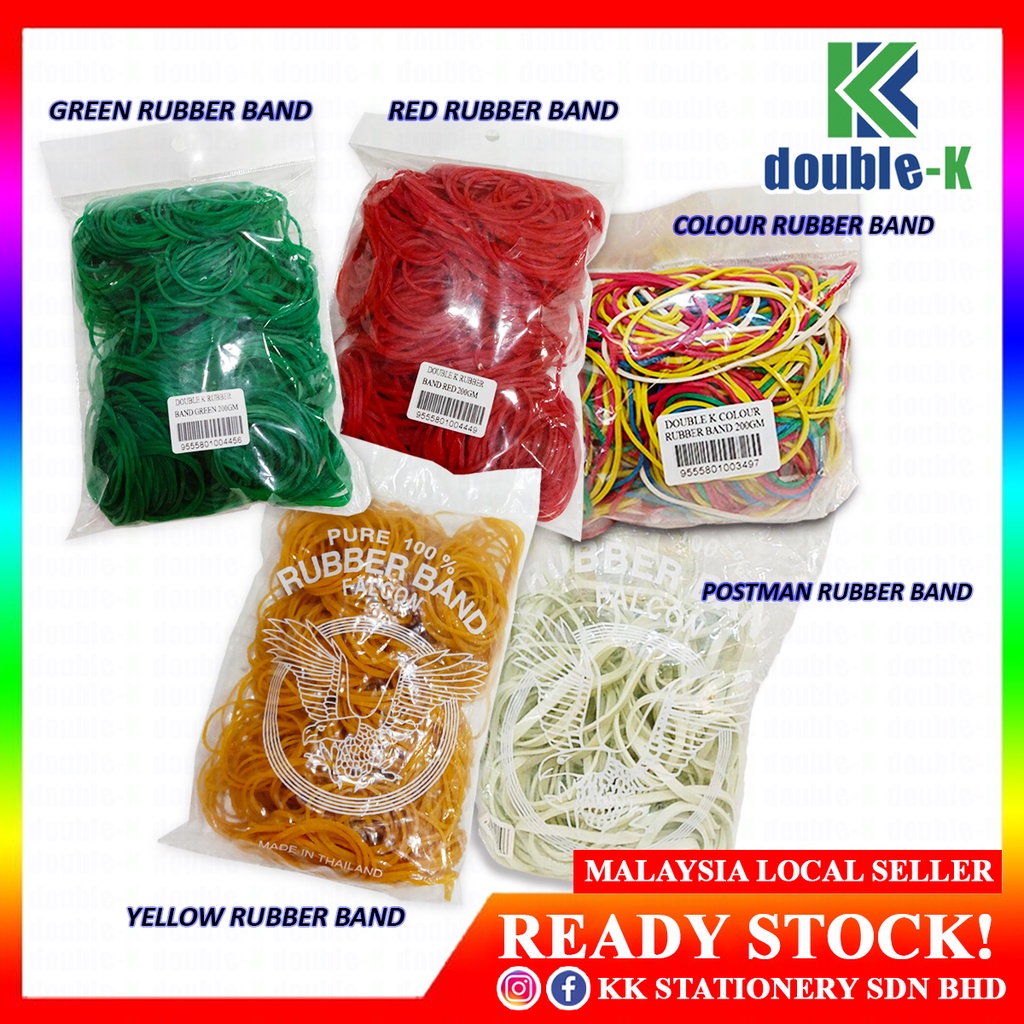 DOUBLE K Green/ Red/ Yellow/ Colour/ Postman Rubber Band (200g) RM5.50 ...