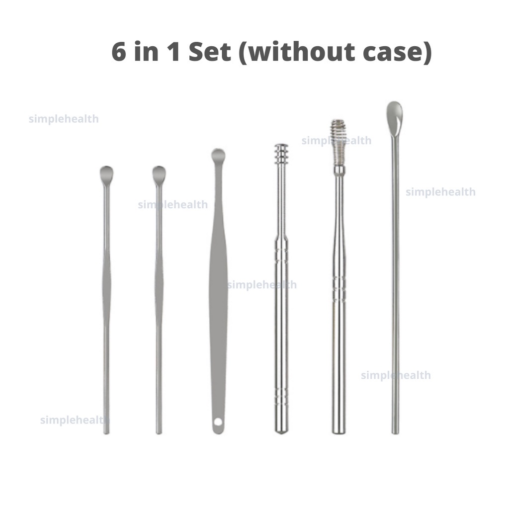 Stainless Steel Earpick Set Ear Wax Cleaning Tool Digger Alat Korek ...
