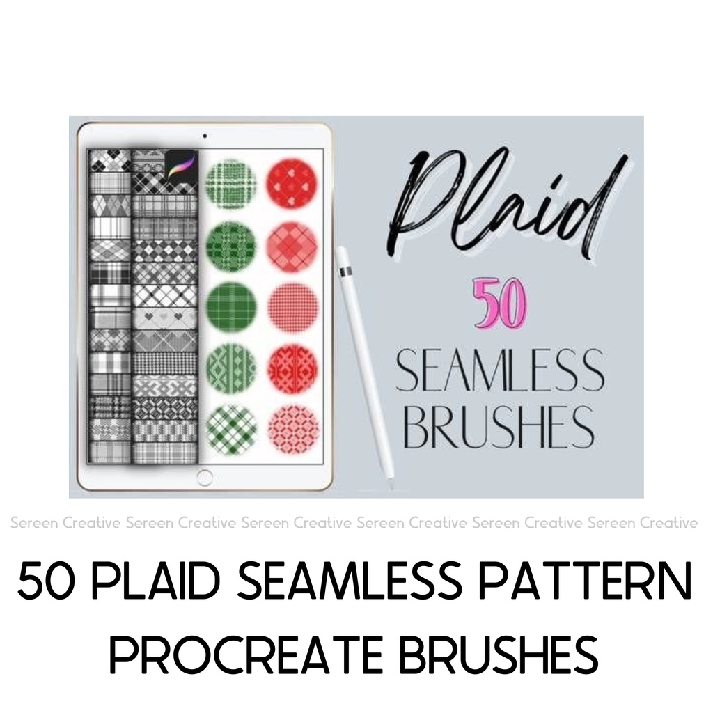 P37 Plaid Seamless Pattern Procreate Stamps Brushes (Fashion, Fabric ...