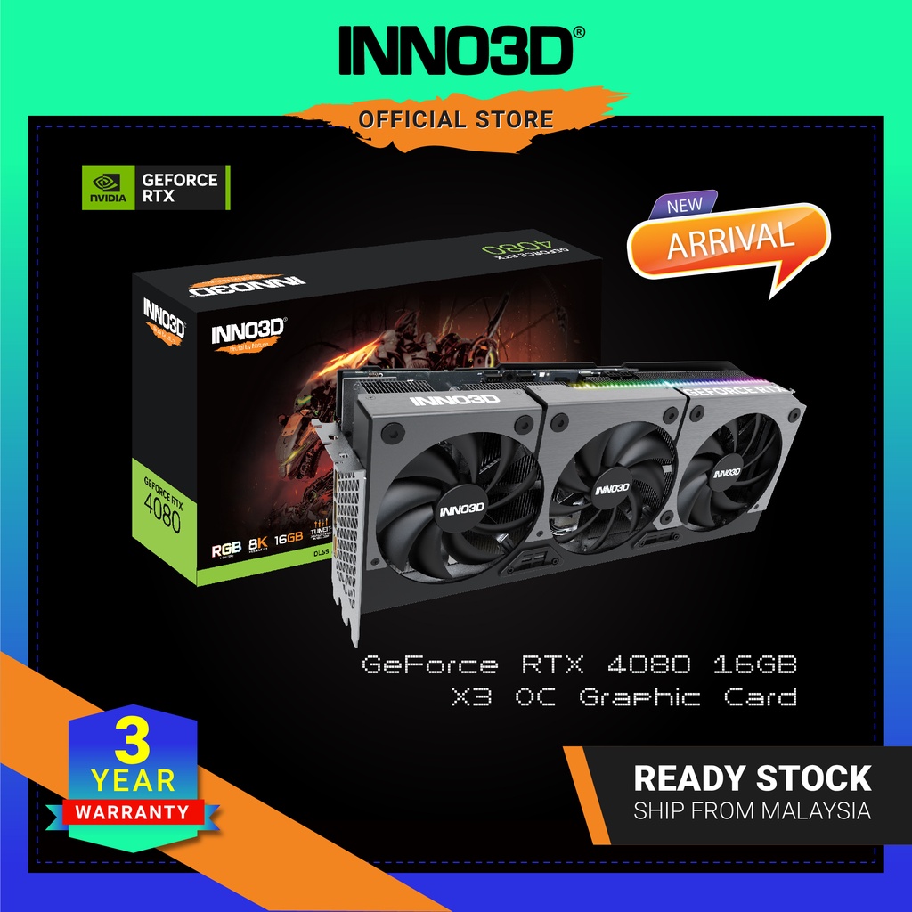 INNO3D GeForce RTX 4080 16GB X3 GDDR6X Graphics Cards | Shopee Malaysia