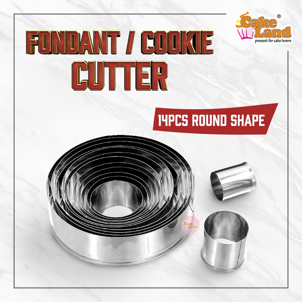CAKE LAND 14pcs Stainless Steel Fondant Cookie Cutter - Round Shape ...