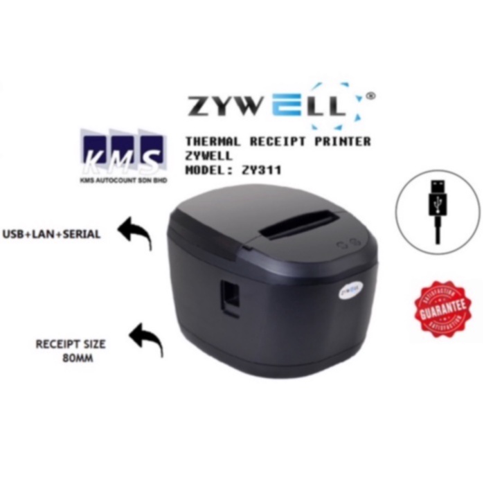 ZYWELL ZY311 80mm Thermal Receipt Printer (USB+LAN+Serial) pos system receipt printer | Shopee ...