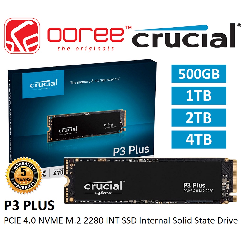 CRUCIAL P5 PLUS / P3 PLUS GAMING SSD M.2 NVME GEN 4.0 PCIE INTERNAL SOLID STATE DRIVE 3D NAND ...