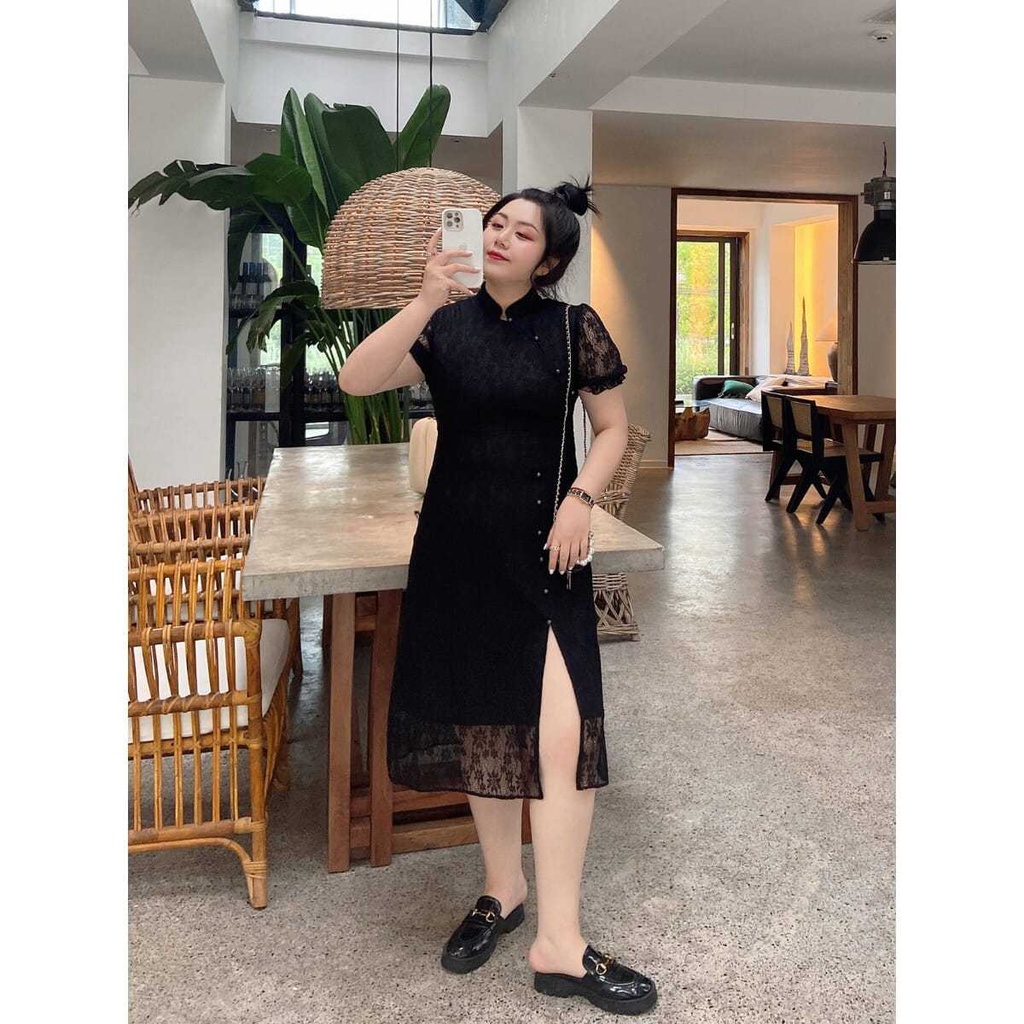 【M-5XL 40-150KG】240斤大码设计感改良旗袍蕾丝夏季新款胖mm300斤宽松显瘦连衣裙女plus size extra large size oversize fat big ...