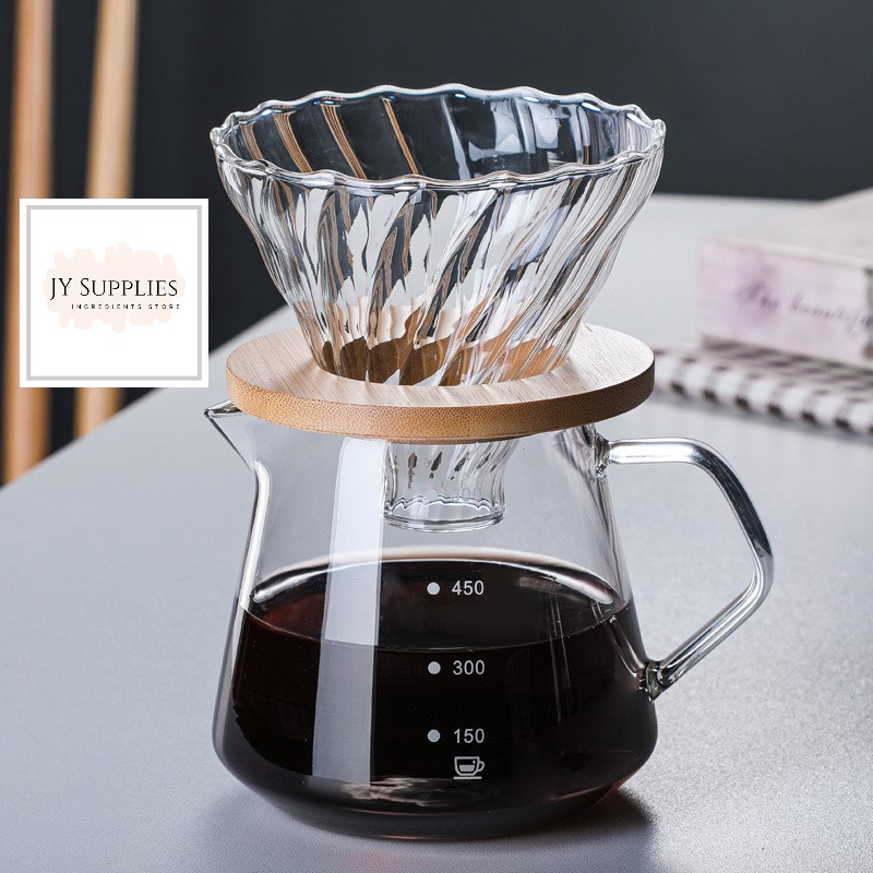 Coffee Espresso Hand Brew Pour Over Dripper Set V60 Glass Pot With ...