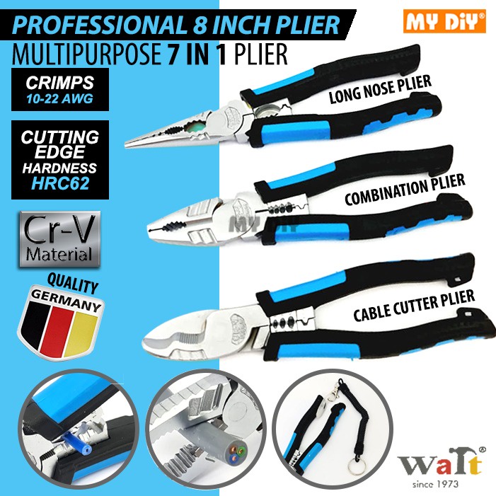 WAIT 8" 7 In 1 MULTIFUNCTIONAL ELECTRICIAN COMBINATION PLIER LONG NOSE ...