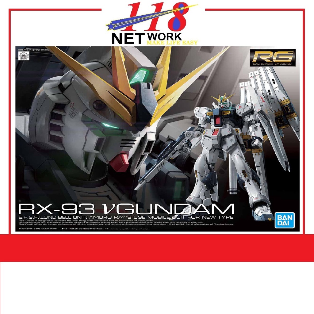 BANDAI Gundam RG 1/144 Real Grade RX-93 V RX-93v Nu Gundam Plastic ...