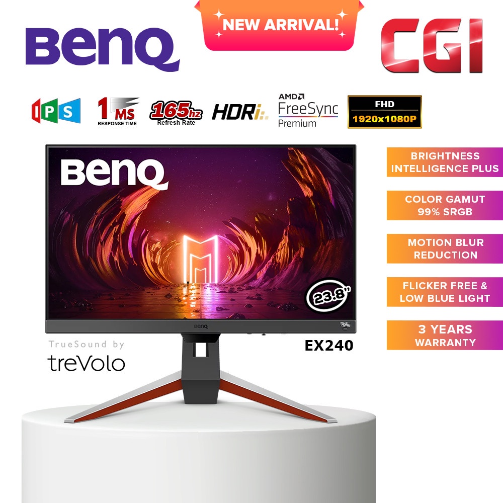 BenQ Mobiuz 23.8" EX240 IPS FHD HDRi 1ms 165Hz AMD Freesync Premium ...
