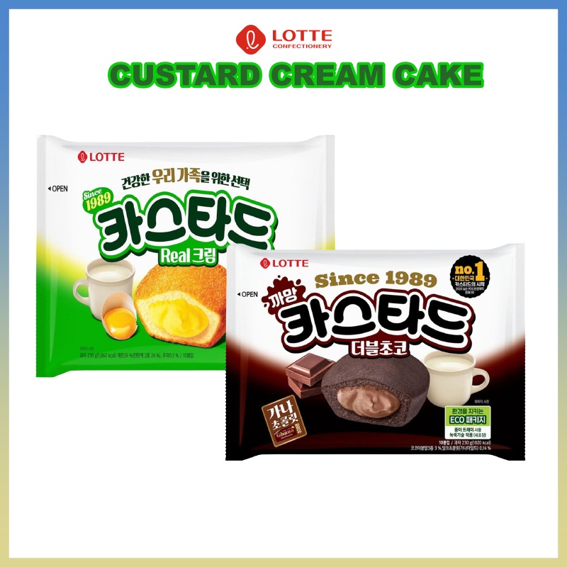 [LOTTE] Custard Cream Cake, 10ea / Original, Double Choco | Shopee Malaysia