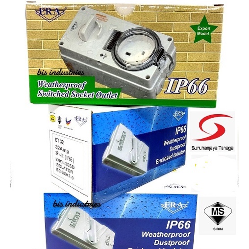 ERA ET32/ET63 3POLES + N+ E IP66 ENCLOSED ISOLATOR / ESS1366 13AMPS 2 ...