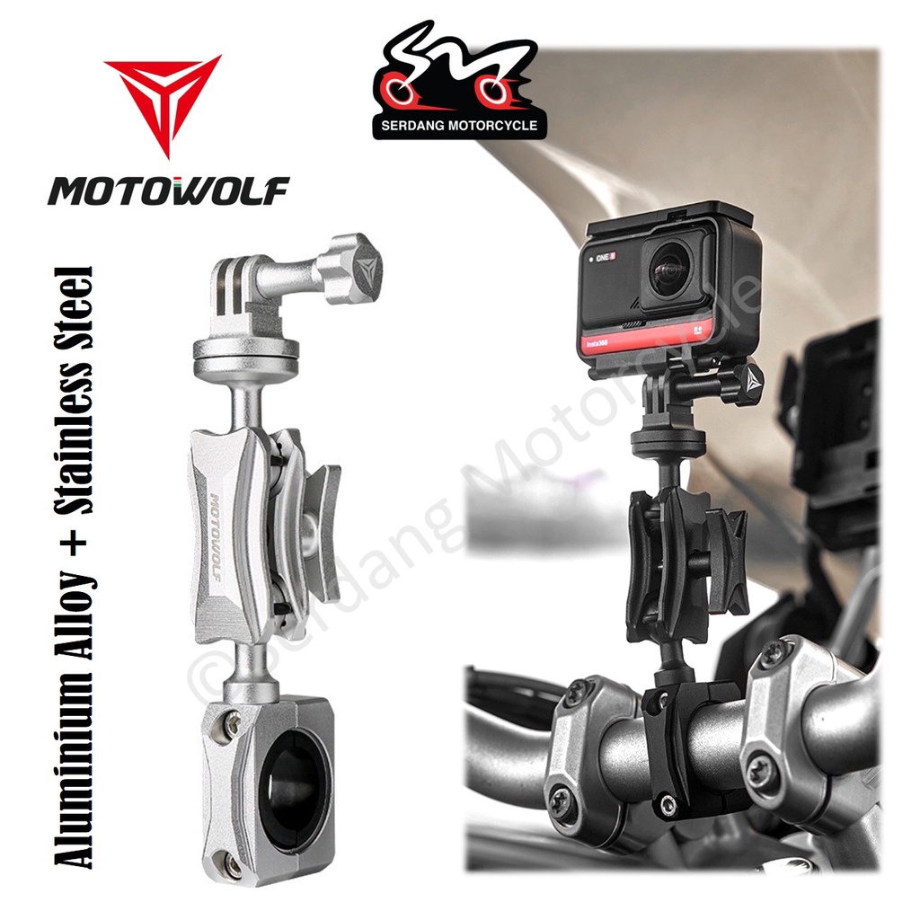 MOTOWOLF Motorcycle Dash Cam Holder Action Camera Mount Pemegang Kamera ...
