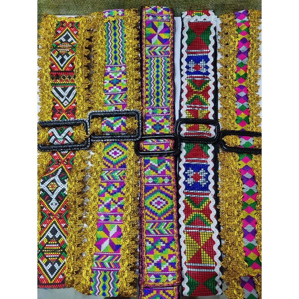 Tali pinggang Tradisional moden Sabah/corak motif Rungus + renda emas ...
