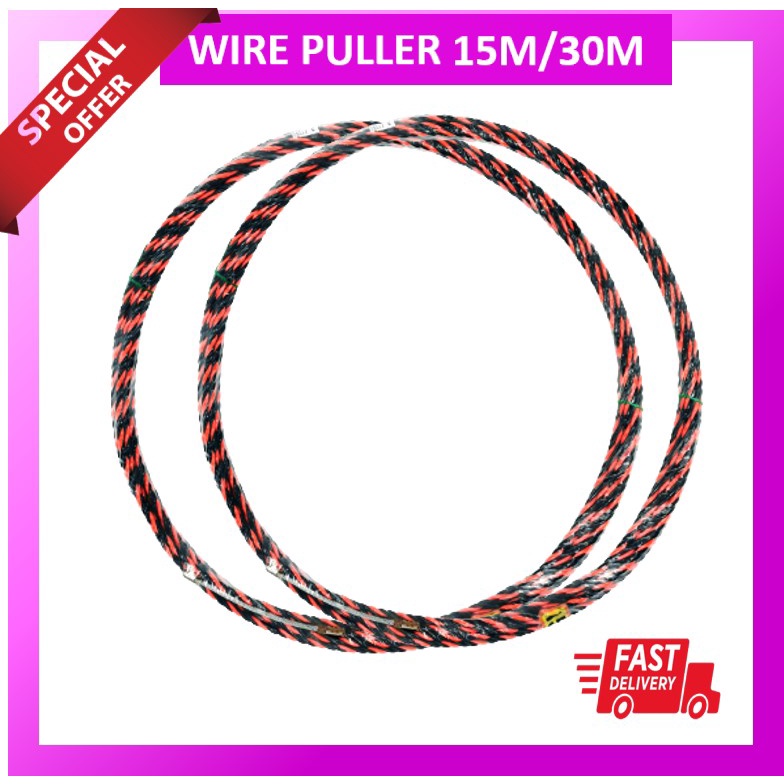 HEAVY DUTY WIRE PULLER CABLE PULLER (15M/30M) CABLE GUIDER | Shopee ...