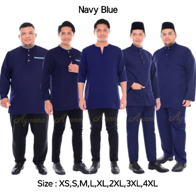 🔥RAYA 2024 (SIZE XS-4XL) TEMA DARK / NAVY BLUE | BAJU MELAYU CEKAK ...
