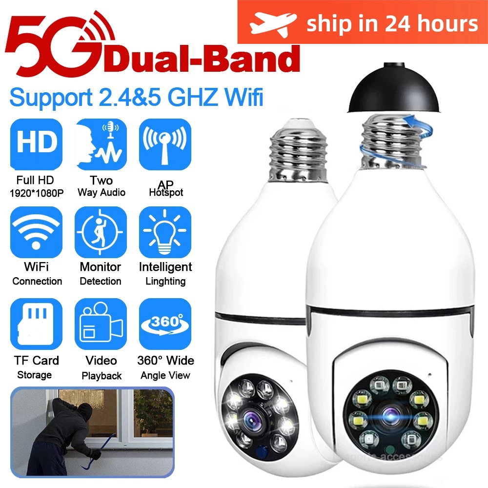 CCTV IP Camera 1080HD 3MP bulb camera 5G wifi ptz cctv camera wireless ...