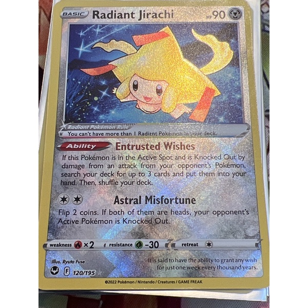 Pokemon tcg Radiant Jirachi - 120/195 - Radiant Rare Sword & Shield ...