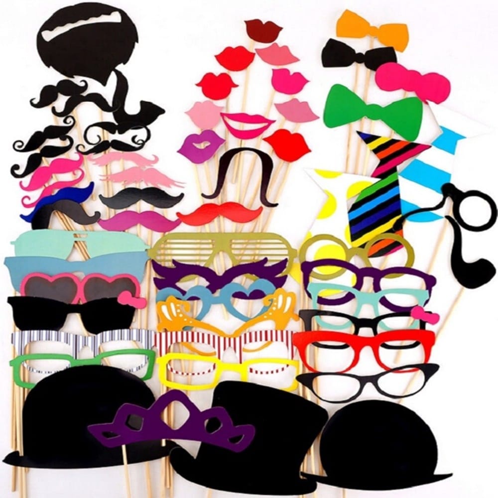 Photo Booth Props photobooth 58Pcs Party Masks Hat Mustache Lips ...