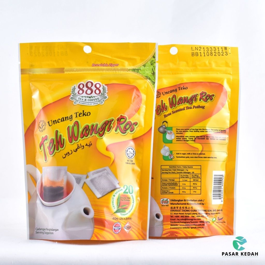 (2g x 20 sachet) Teh 888 Teh Wangi Ros (Uncang) | TeaBag Ros Fragrance ...