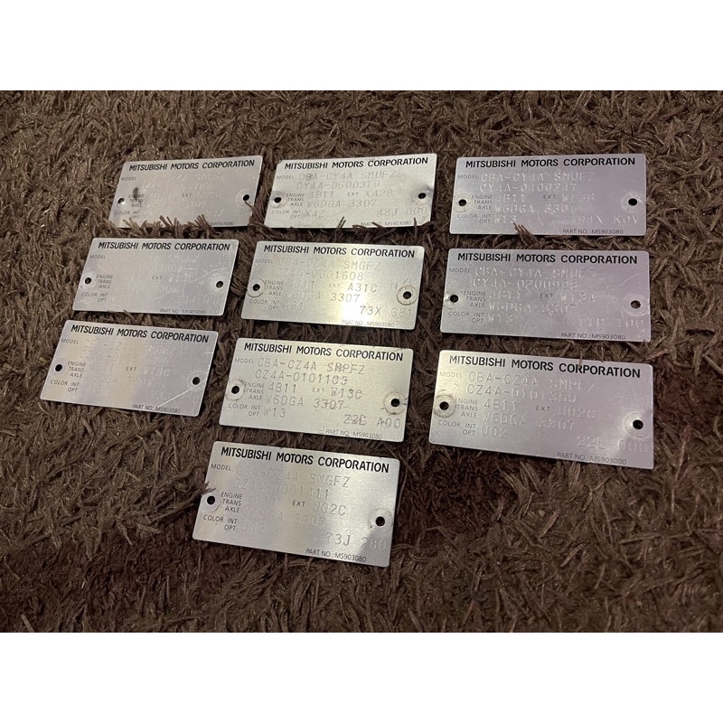 Chassis Body Tag Plate Original Lancer Evolution 10 X Ralliart Lancer ...