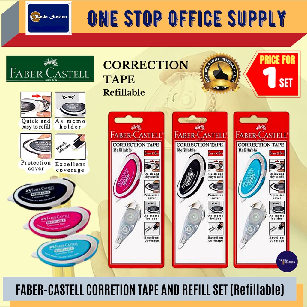 Faber Castell Correction Tape & Refill Set / Correction Tape / Pita ...