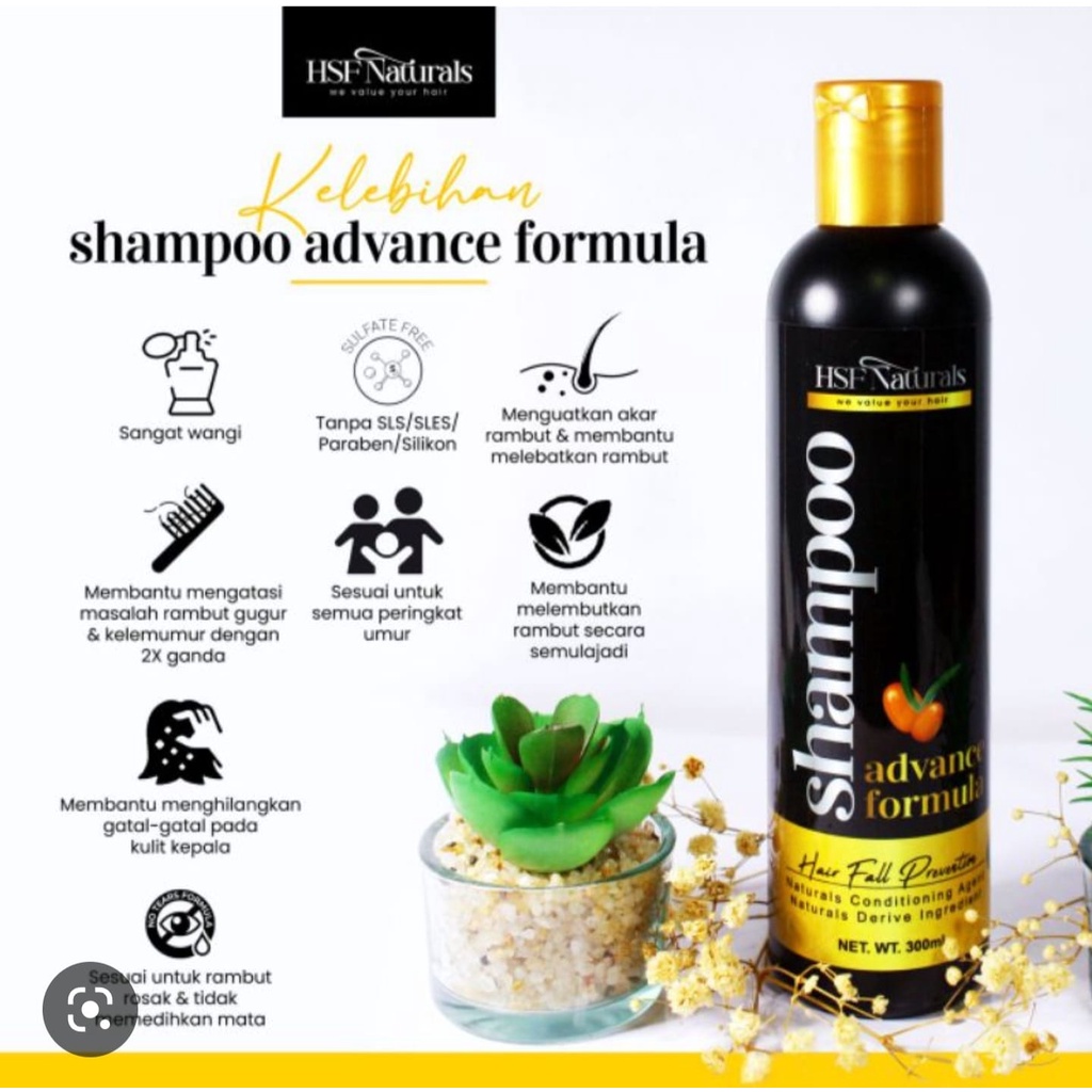 HSF NATURALS HAIR SHAMPOO ADVANCE FORMULA 300ml + FREE GIFT ( VOL 55 ...
