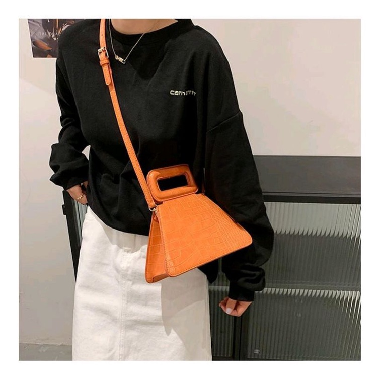 Ladies Imported Leather Handbag/Sling Bag/(Triangle Shape Top-Handle ...