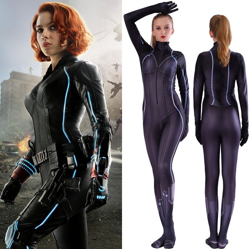 Kids Adult Black Widow Natasha Cosplay Costume Outfits Jumpsuit Women ...