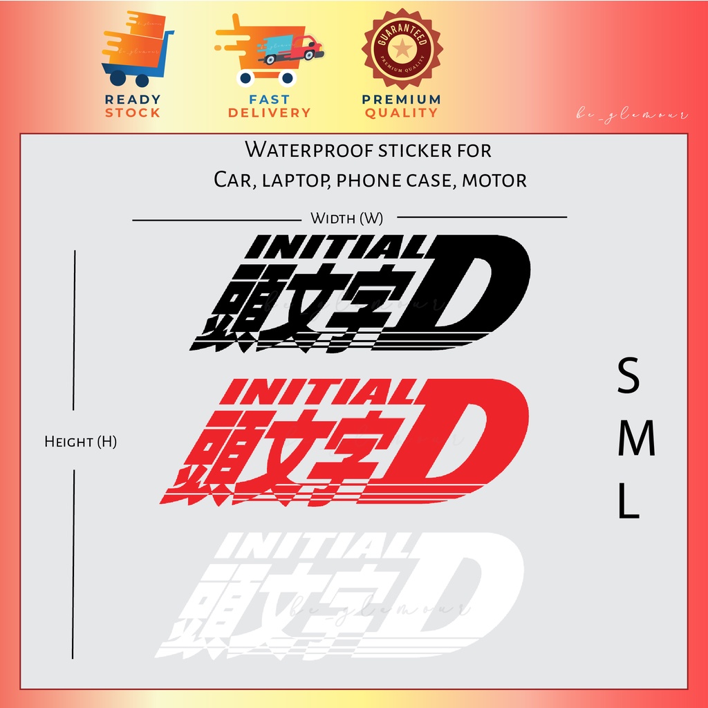 Initial D Sticker reflective takumi 头文字D pantulan cahaya kalis air ...