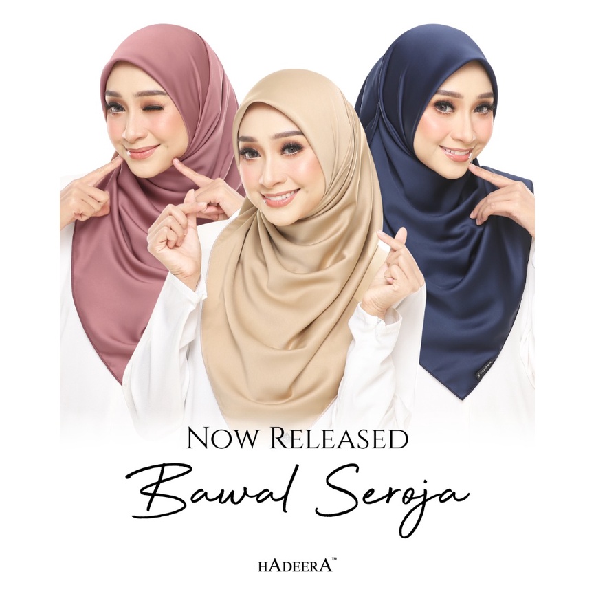 Tudung Bawal Bidang 45 Satin Plain Hadeera Seroja Premium Hitam Merah ...