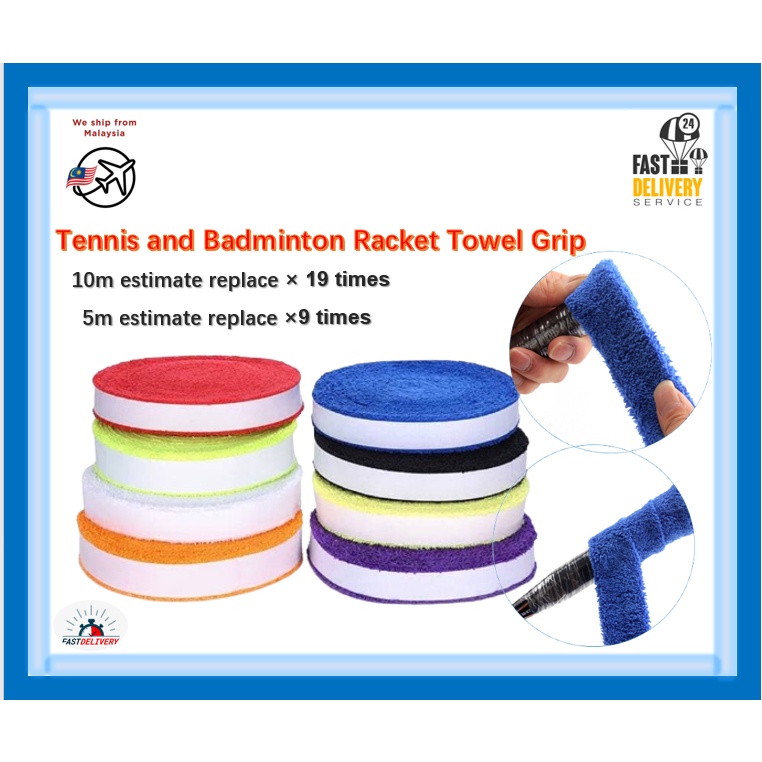 Badminton Racket Cotton Towel Roll grip 10 meter 5M Kain absorb sweat ...