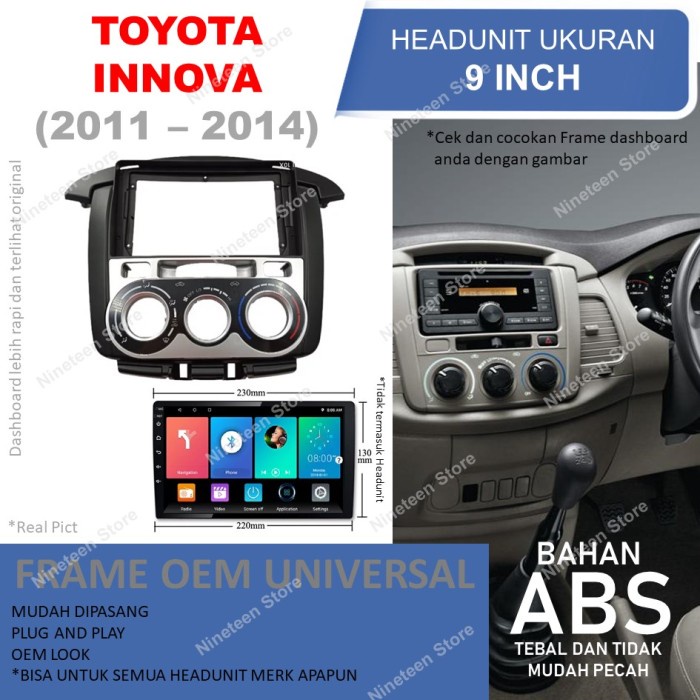 Toyota Innova Manual and Digital AC Frame Panels for 9 Inch PNP Android ...