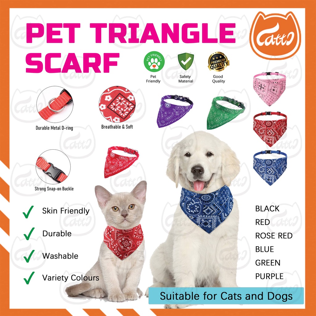 CATTO Pet Scarf Triangle Neckerchief Bandana Collar New Adjustable Pet ...