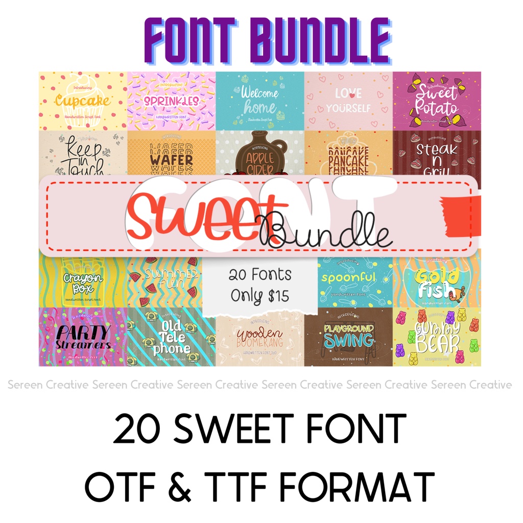MF12 Sweet Premium Font Bundle (OTF and TTF) For Ipad, Procreate ...