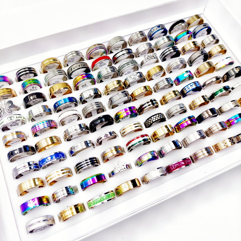 New 20pcs Stainless Steel Rings For Men Women Trendy Fashion Jewelry ...