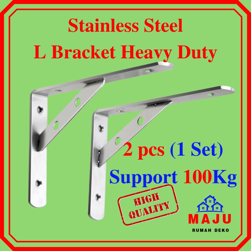 Maju2pcs Sesiku Besi L Braket Berat Keluli Tahan Karat Stainless Steel ...