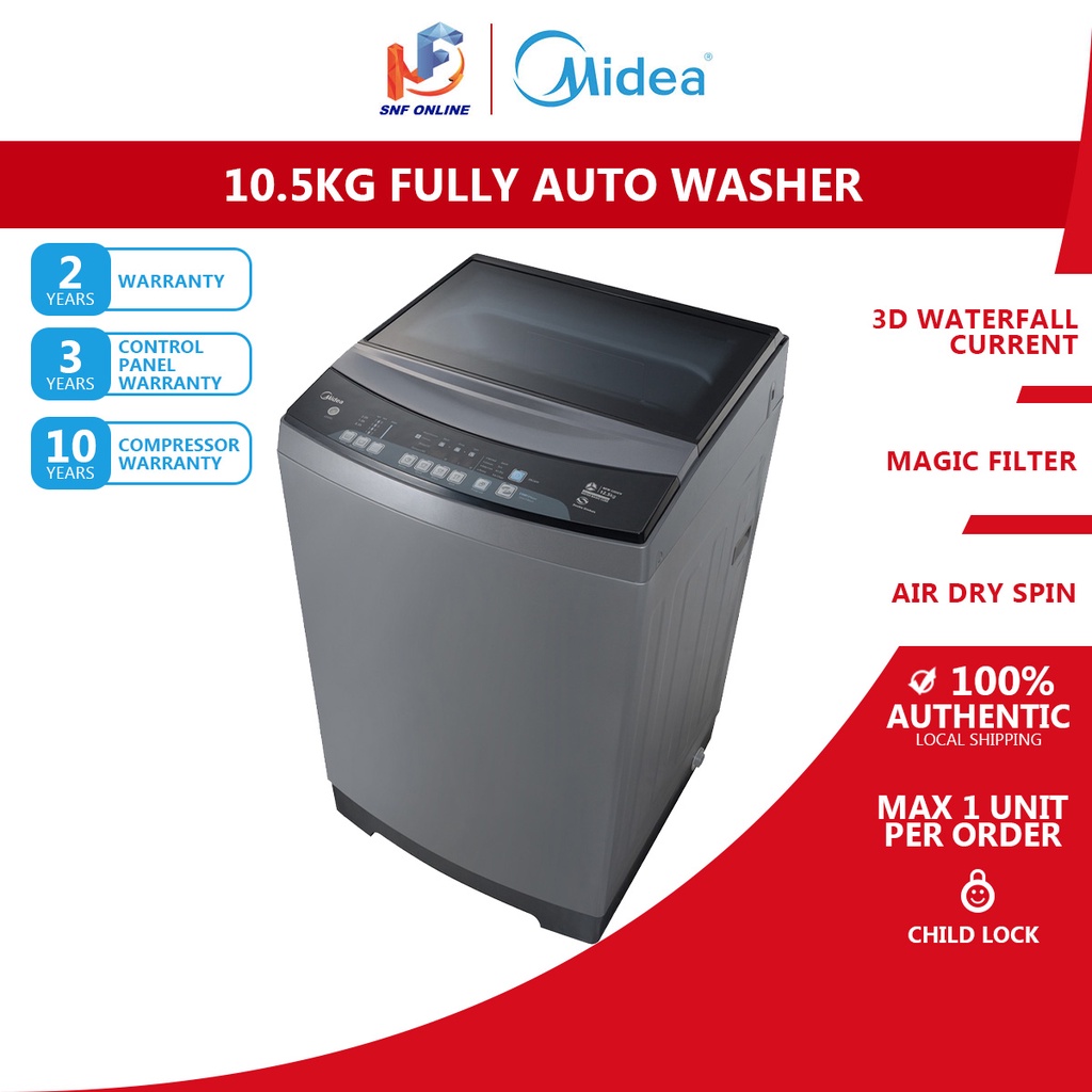 Midea 10.5Kg Fully Auto Washing Machine MFW-1055CV | Shopee Malaysia