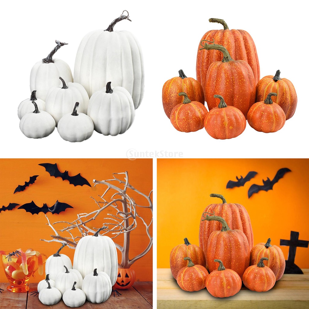 7Pcs Artificial Pumpkin Foam Decoration Fall Harvest Wedding ...