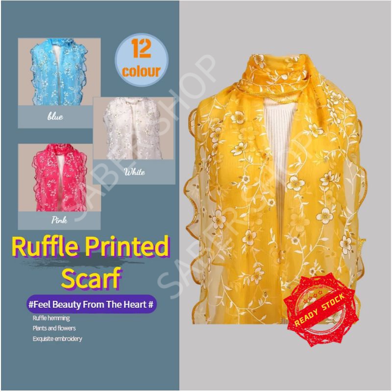 【1111 SALE】Premium Aibins 165*45CM Selendang Klasik shawl Tied Long printed Multicolor scarf ...