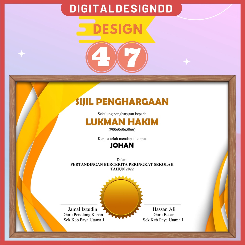 Sijil digital 48 template digital certificate pelbagai pilihan edit ...