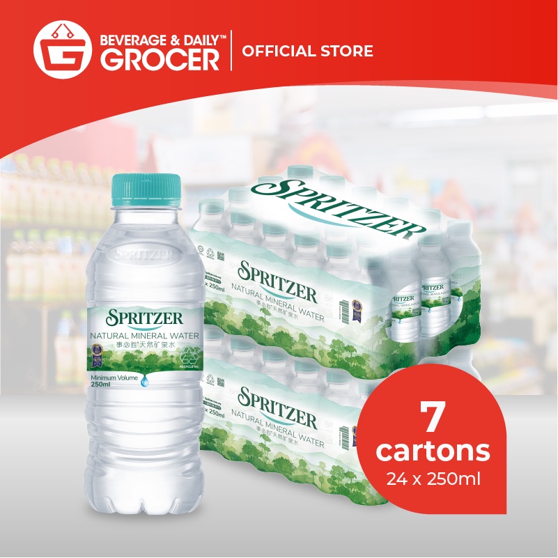 Spritzer Natural Mineral Water (Shrink Pack) 24 x 250ML (168 Bottles) 7 Cartons | Shopee Malaysia