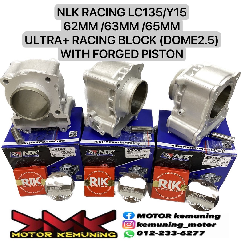 NLK RACING LC135/Y15 -62MM DOME 3.0/63MM/65MM (ULTRA+) BLOCK (DOME 2.5) WITH FORGED PISTON ...