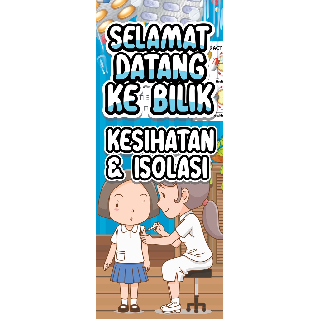 BUNTING SELAMAT DATANG KE BILIK KESIHATAN / SET KECERIAAN SEKOLAH / 5 ...