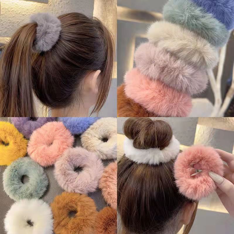 New Candy Color Plush Scrunchie Sweet Temperament Girl Imitation Rabbit ...