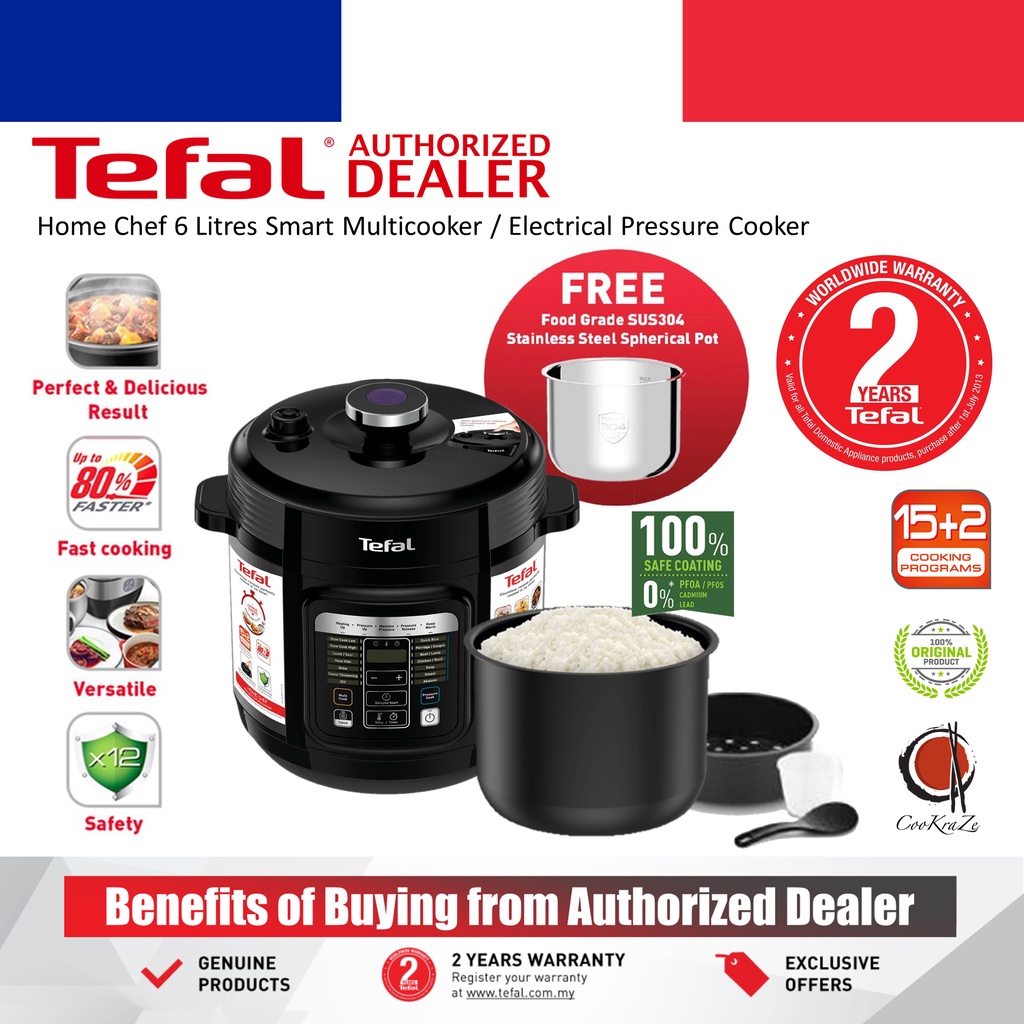 Tefal Home Chef Smart Multicooker Electrical Pressure (6L/1000W) CY601D ...