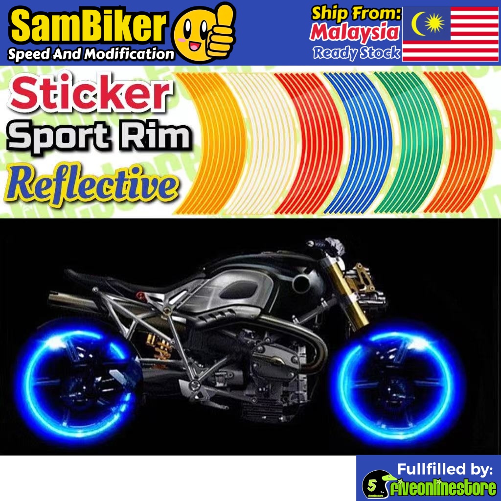 16 Strips Motorcycle Wheel Sticker Reflective Strips Decals Rim Tape ...