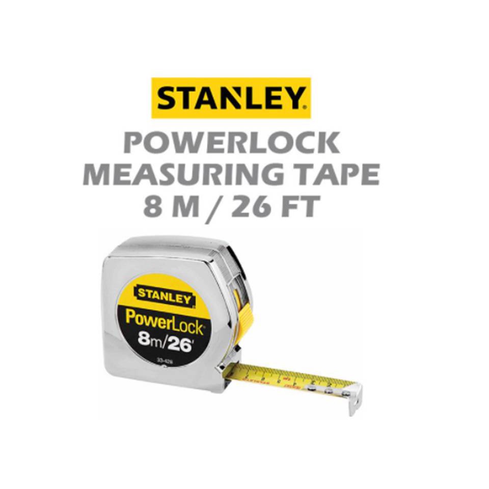 [100% ORIGINAL] STANLEY 8M/26' POWER LOCK MEASURING TAPE TALI TAP 8M ...