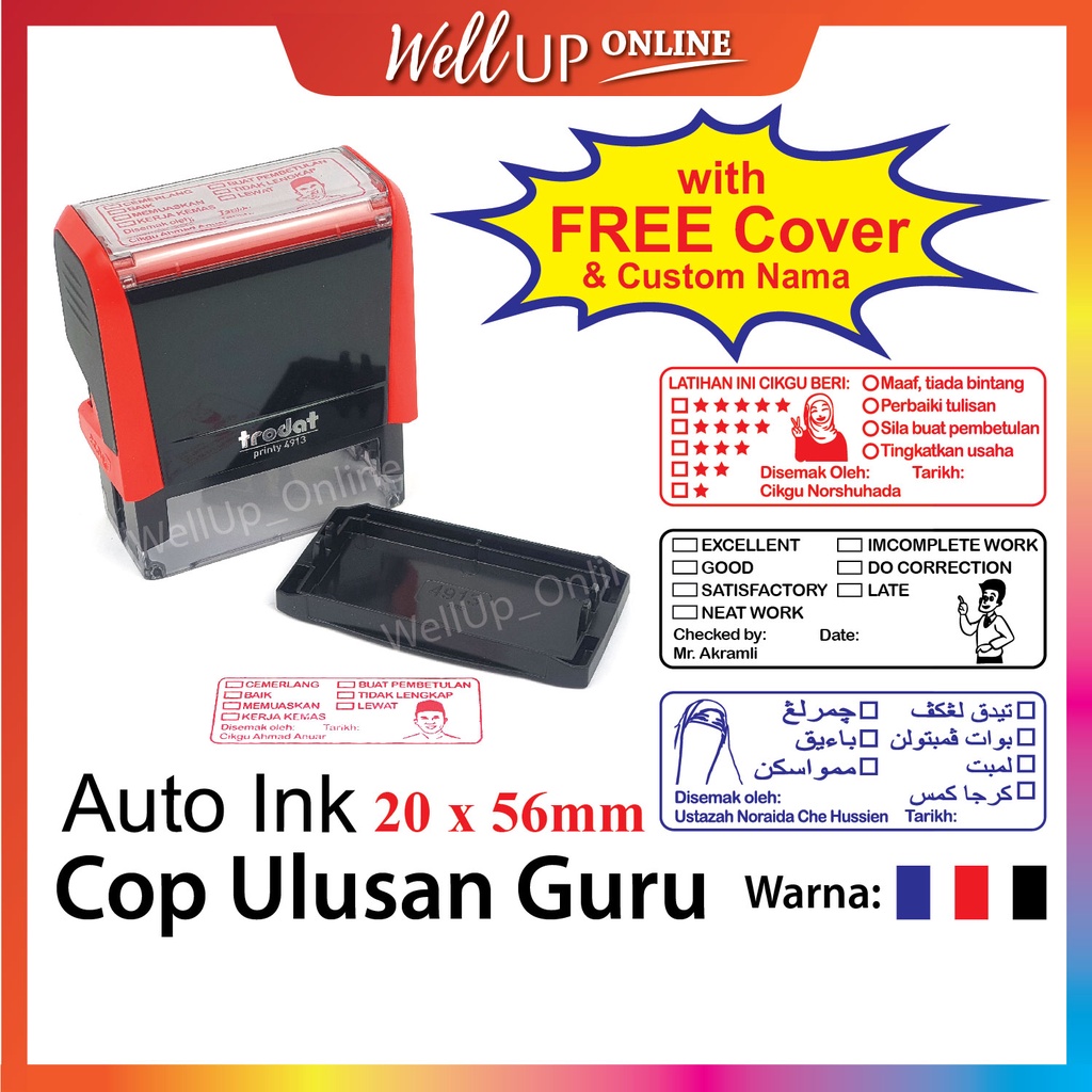 Cop Ulasan Guru (Petak) - Teacher Stamp (Rectangle) Custom nama - 4913 ...